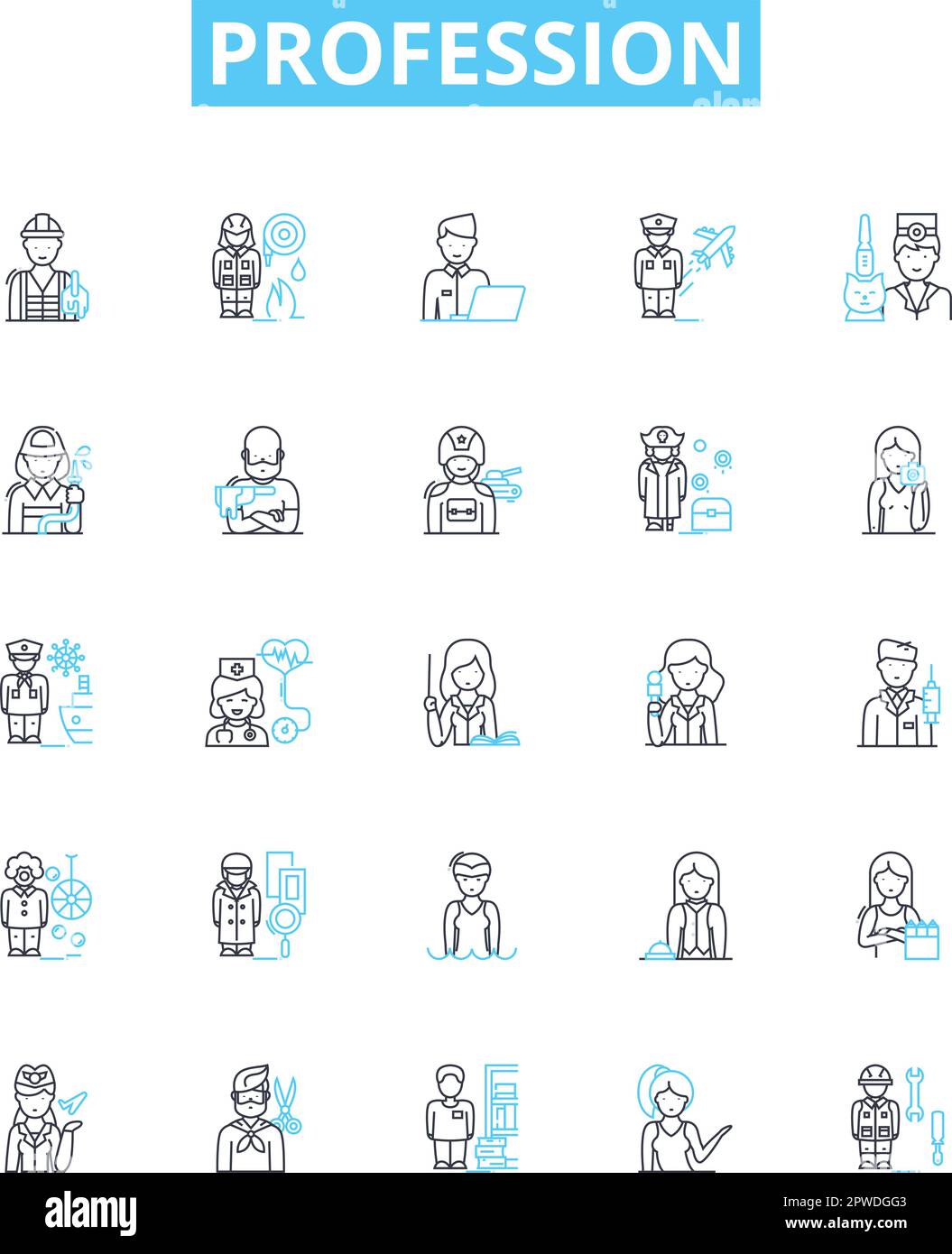 Profession vector line icons set. Job, Career, Vocation, Profession ...