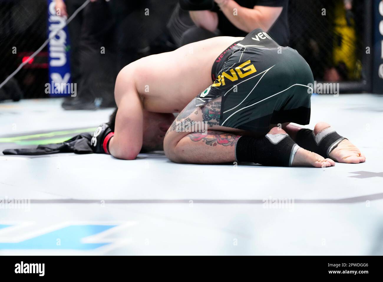 LAS VEGAS, NV - April 29: Song Yadong celebrates his victory over Ricky ...