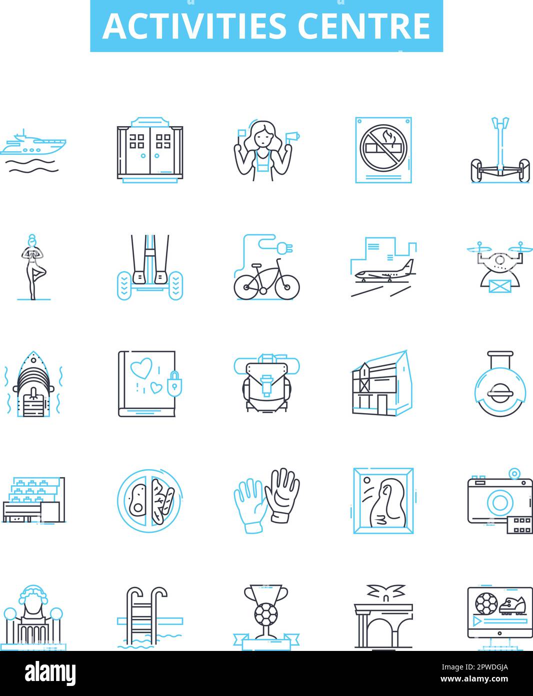 Activities centre vector line icons set. Activity, Centre, Outdoors ...