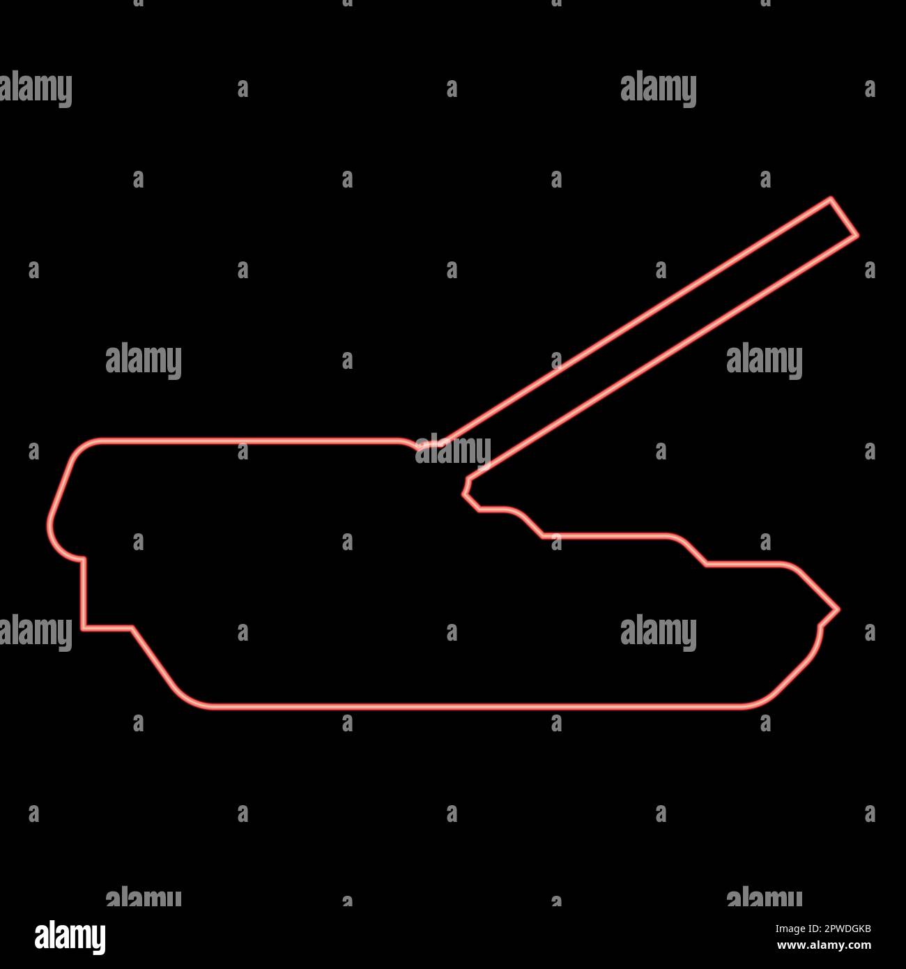 Neon self-propelled howitzer artillery system red color vector ...