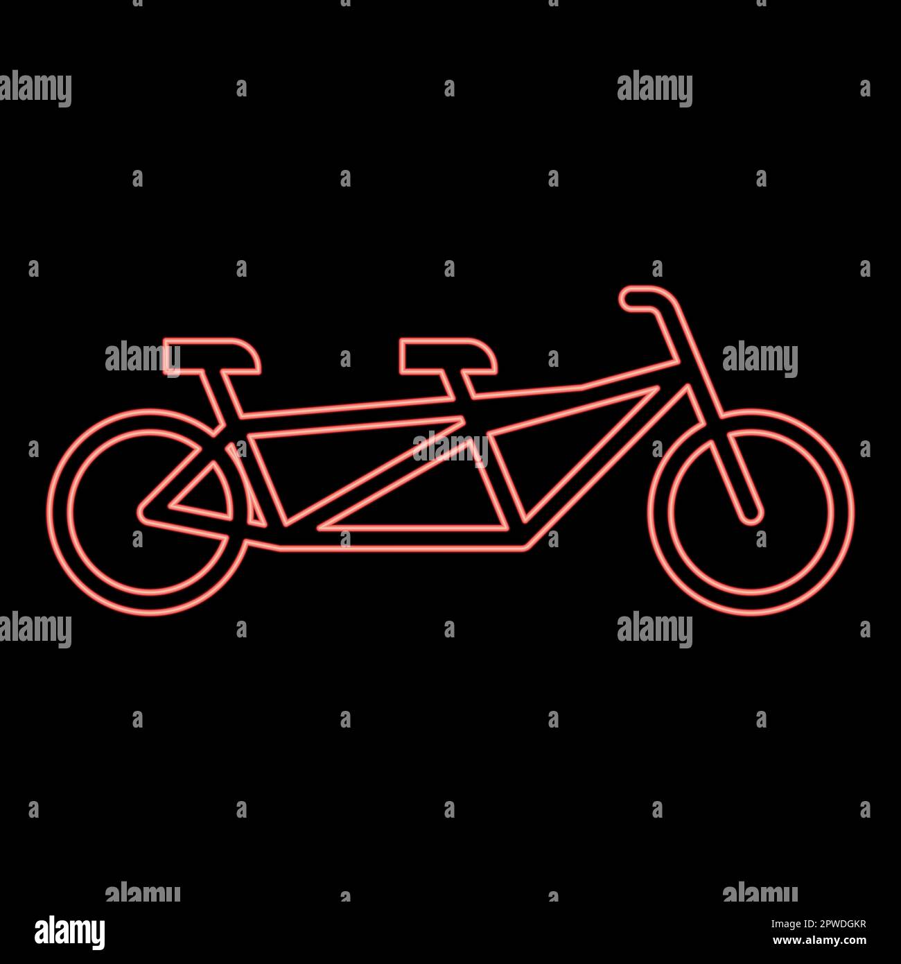Neon tandem bicycle bike red color vector illustration image flat style ...