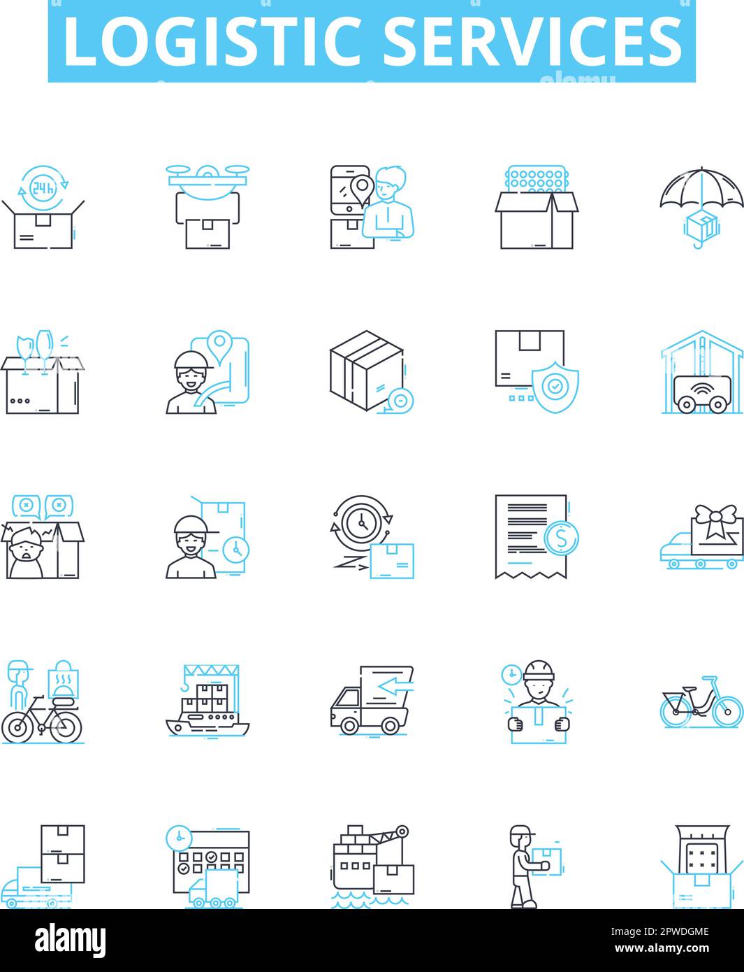 Logistic services vector line icons set. Logistics, Services, Delivery, Shipping, Freight ...