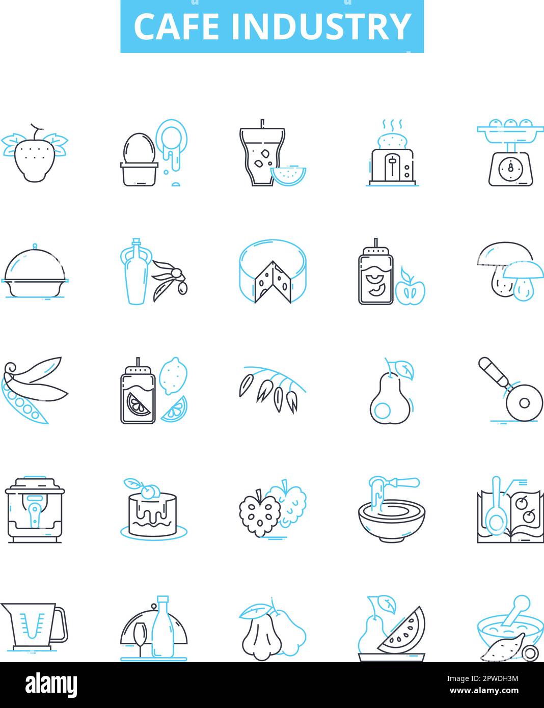 Cafe industry vector line icons set. Cafe, Industry, Coffee, Beverage, Tea, Shop, Barista ...