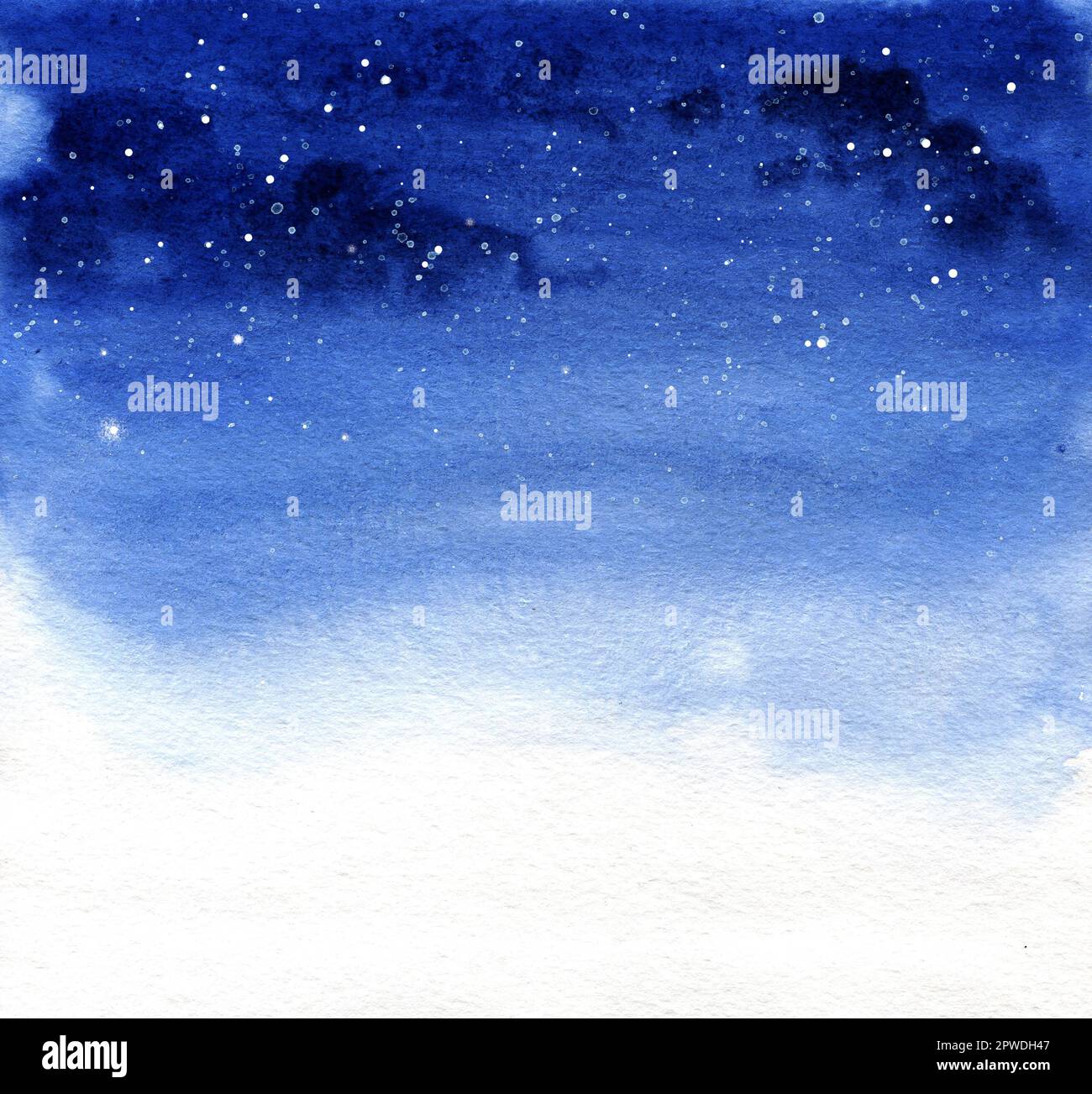 hand draw watercolor blue night sky with stars, illustration of sky ...