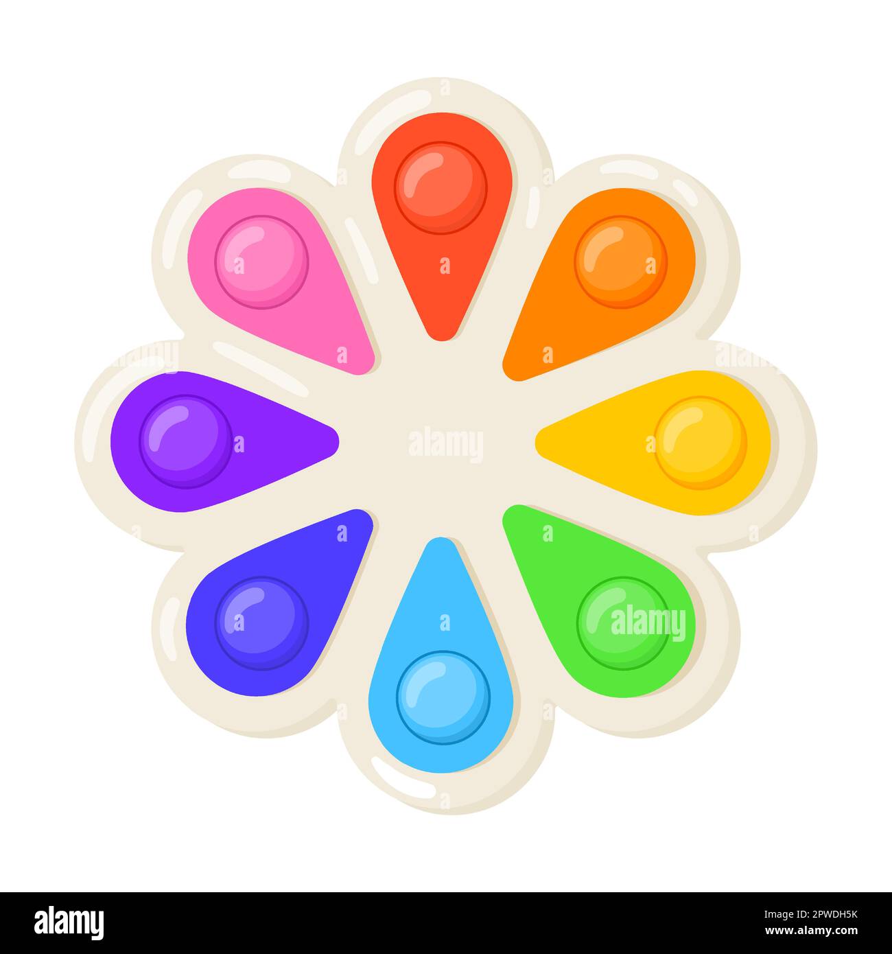 Colorful pop it shape of flower and simple dimple toy vector ...
