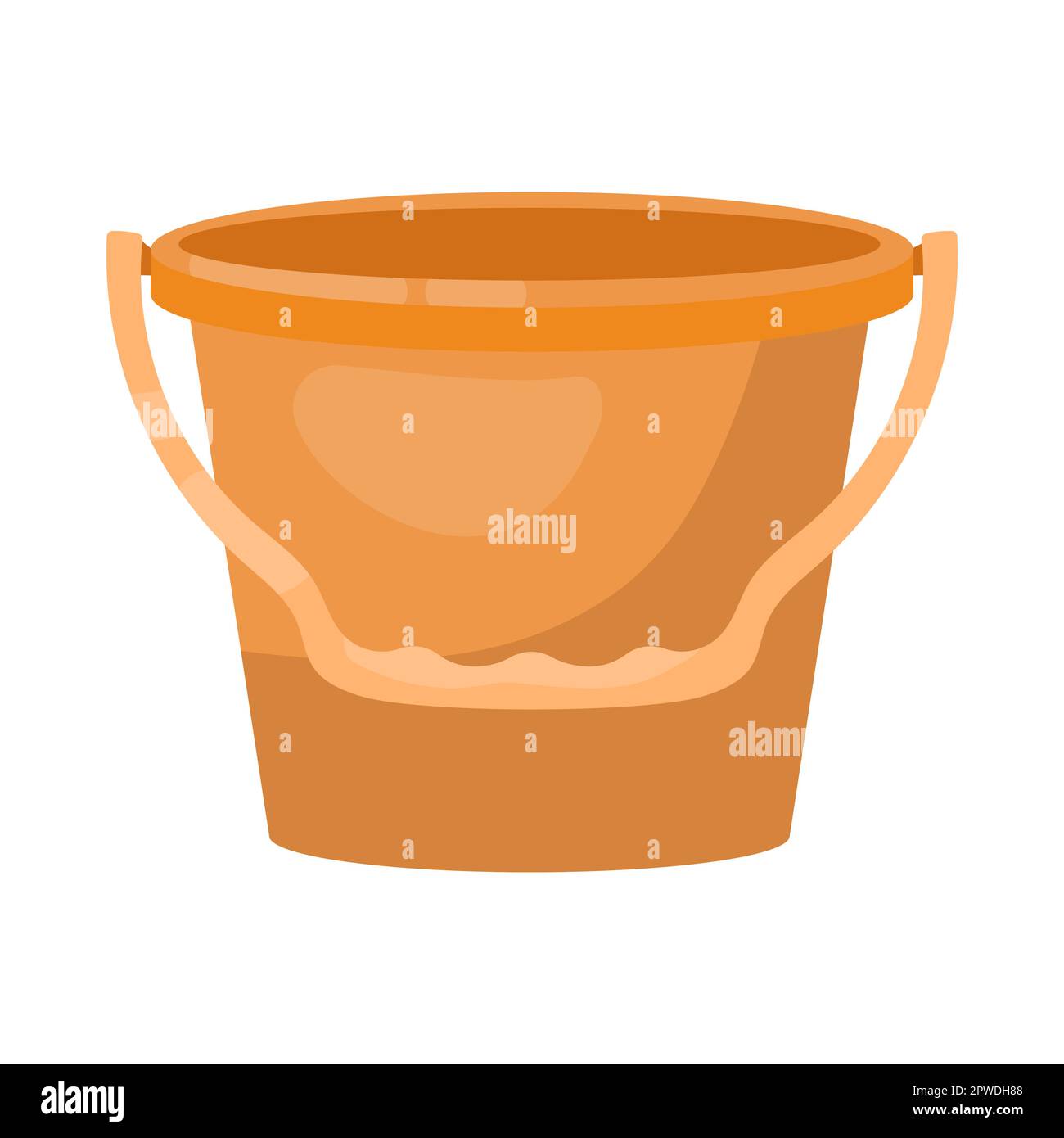 Orange plastic bucket for water flat vector illustration Stock Vector ...