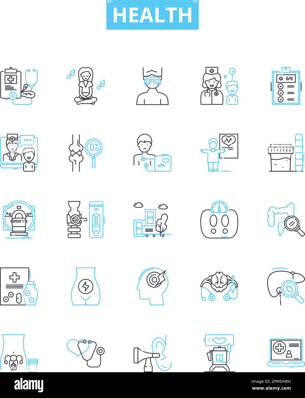 Health vector line icons set. Fitness, Wellness, Exercise, Nutrition ...