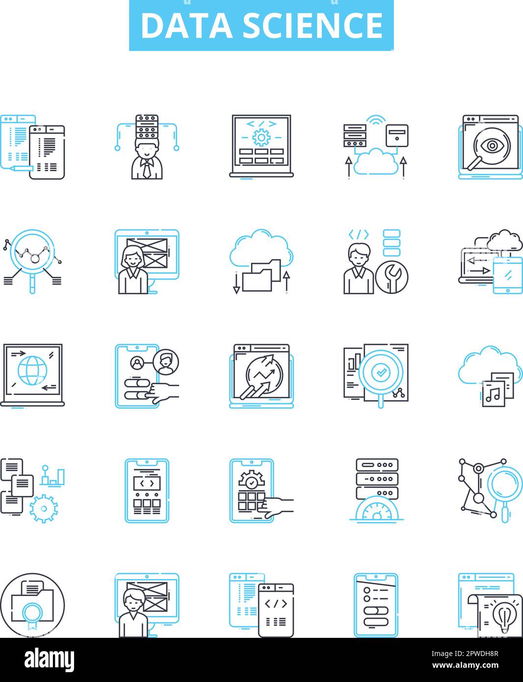 Data Science Vector Line Icons Set Data Science Mining Analysis Machine Learning