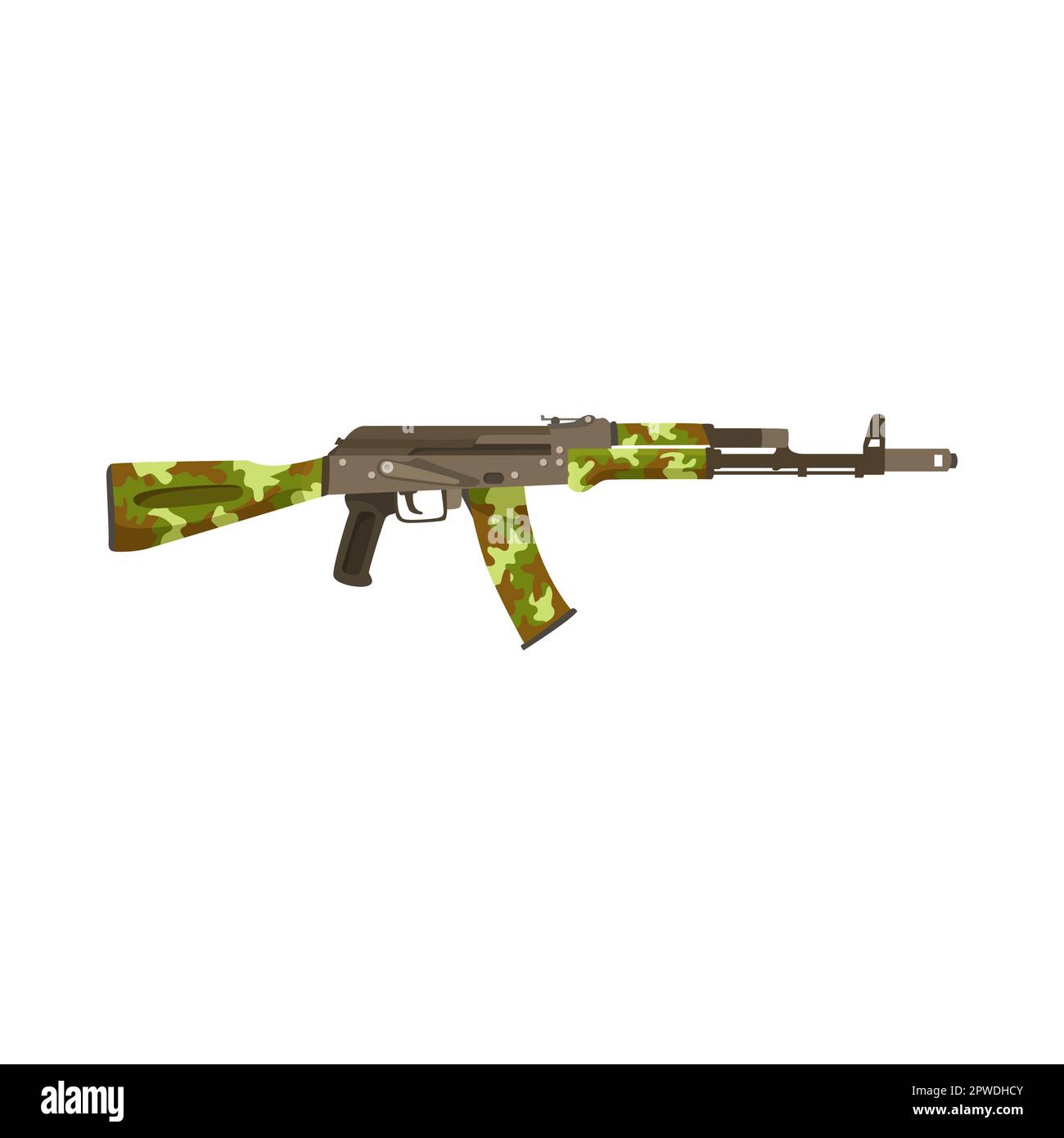 Camouflage Kalashnikov gun cartoon illustration Stock Vector Image ...