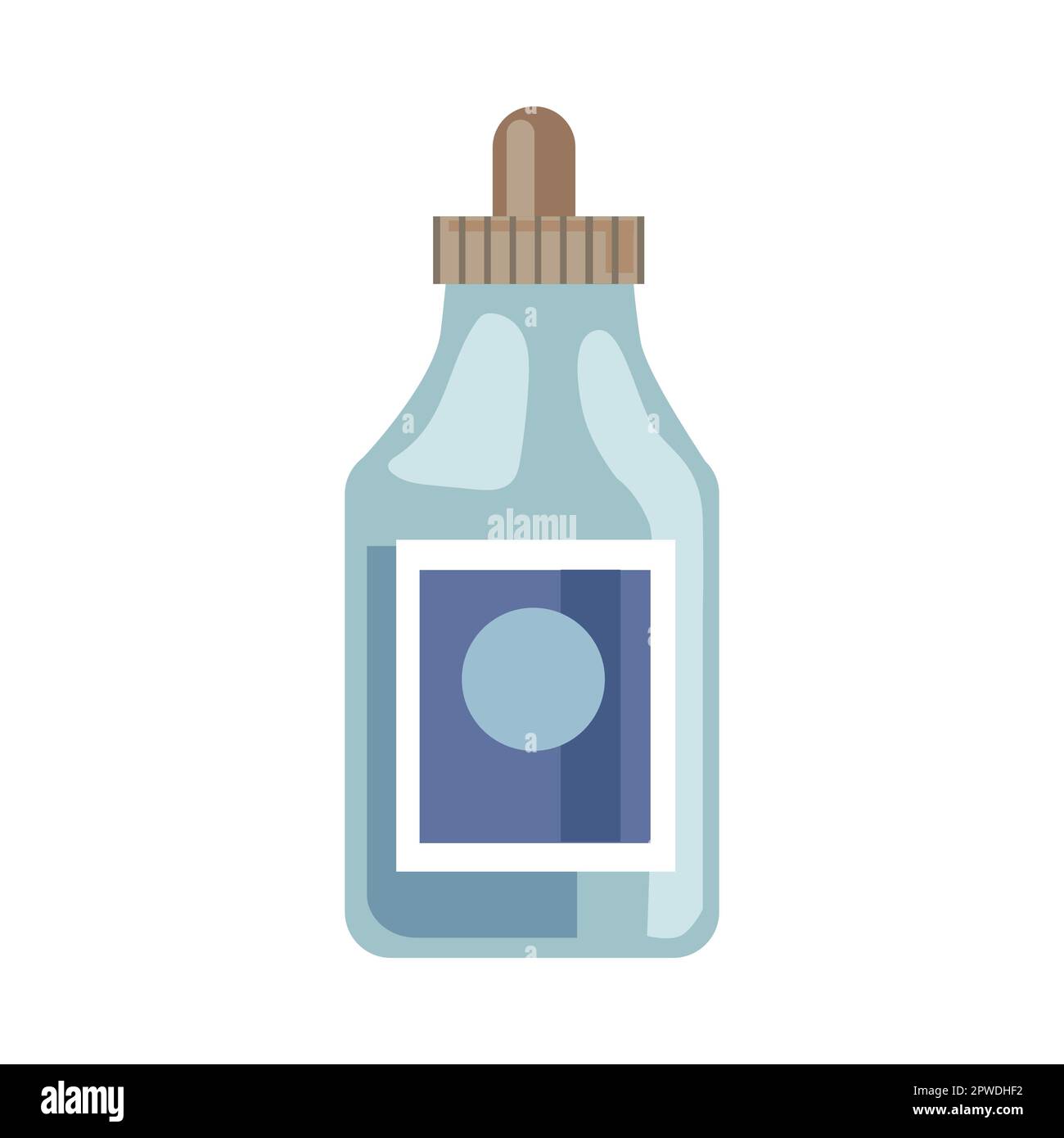 Blue dropper bottle of medicine with label cartoon illustration Stock ...