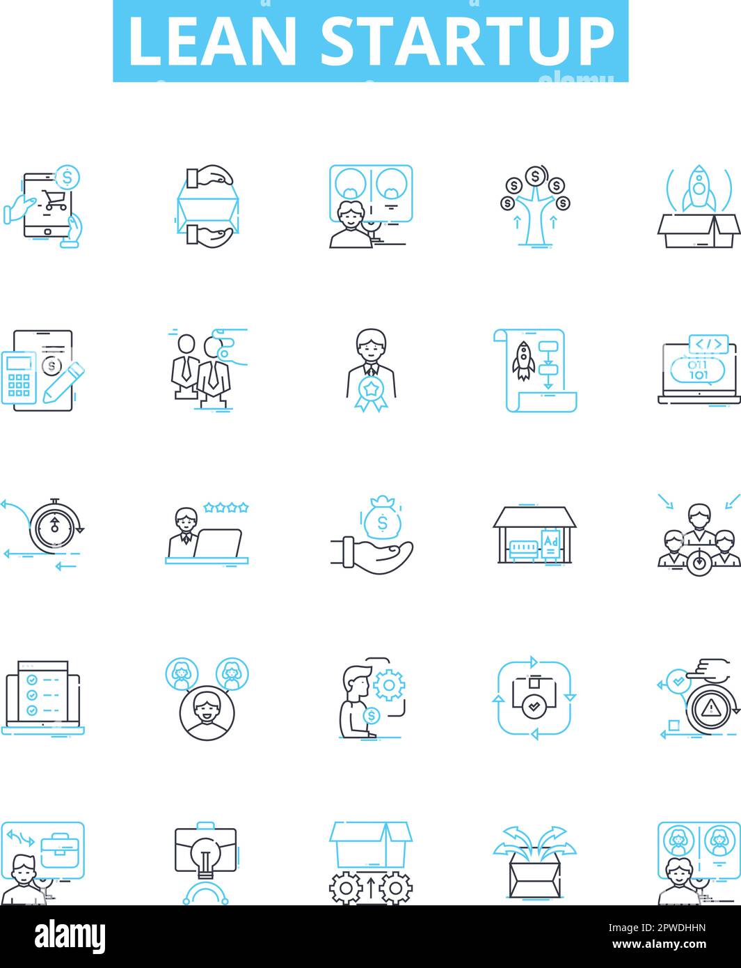 Lean startup vector line icons set. Lean, Startup, Iterate, MVP, Agile ... Lean startup vector line icons set. Lean, Startup, Iterate, MVP, Agile ...