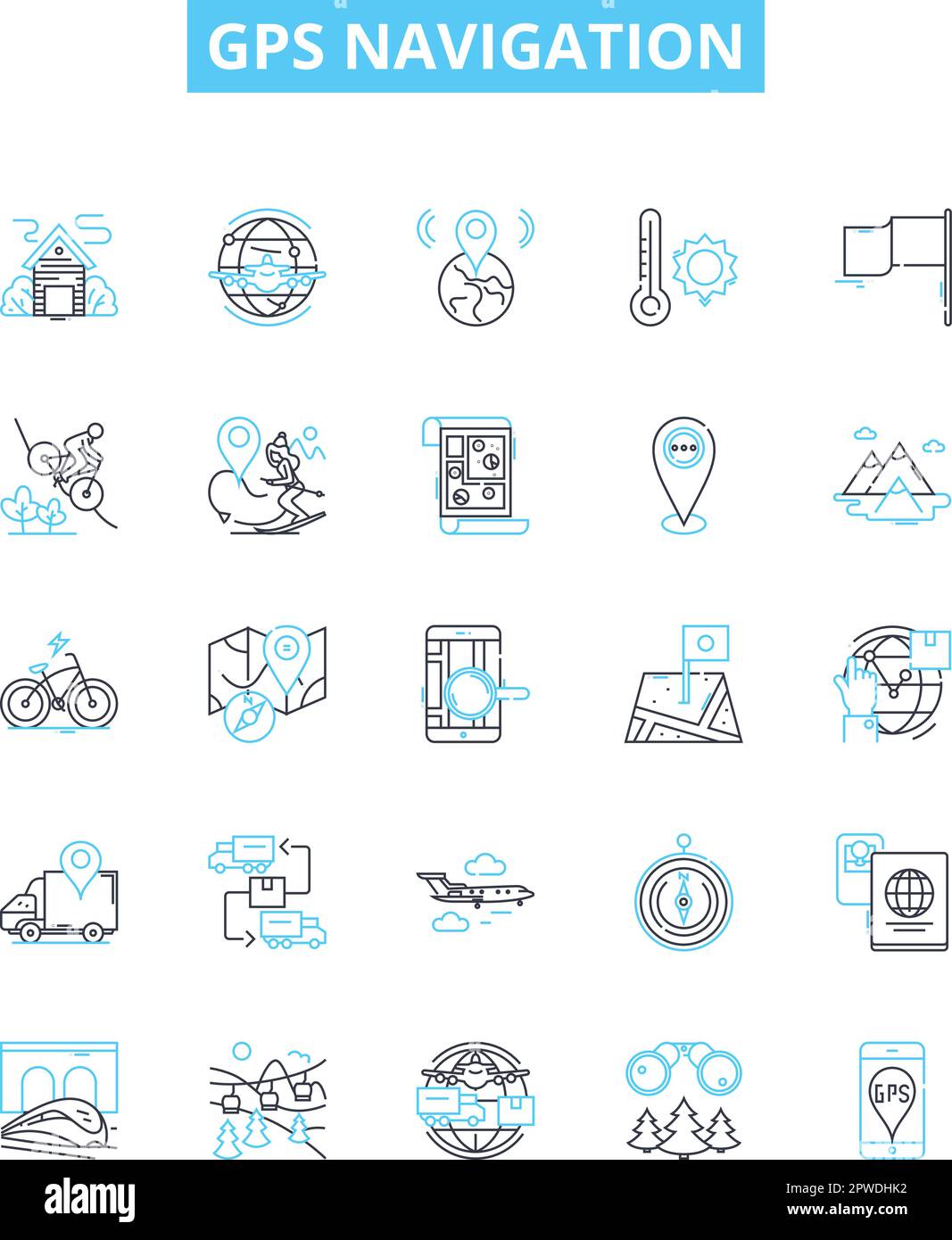 Gps Navigation Vector Line Icons Set Gps Navigation Tracking Maps Destination Coordinate