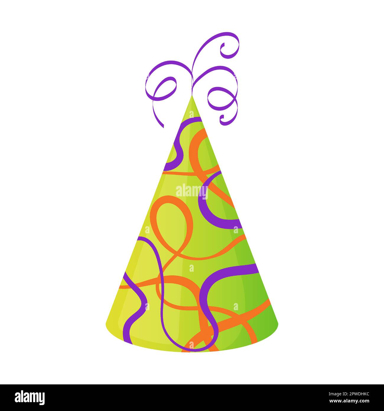 colorful Cone with pattern of confetti ribbons, cap for happy birthday ...