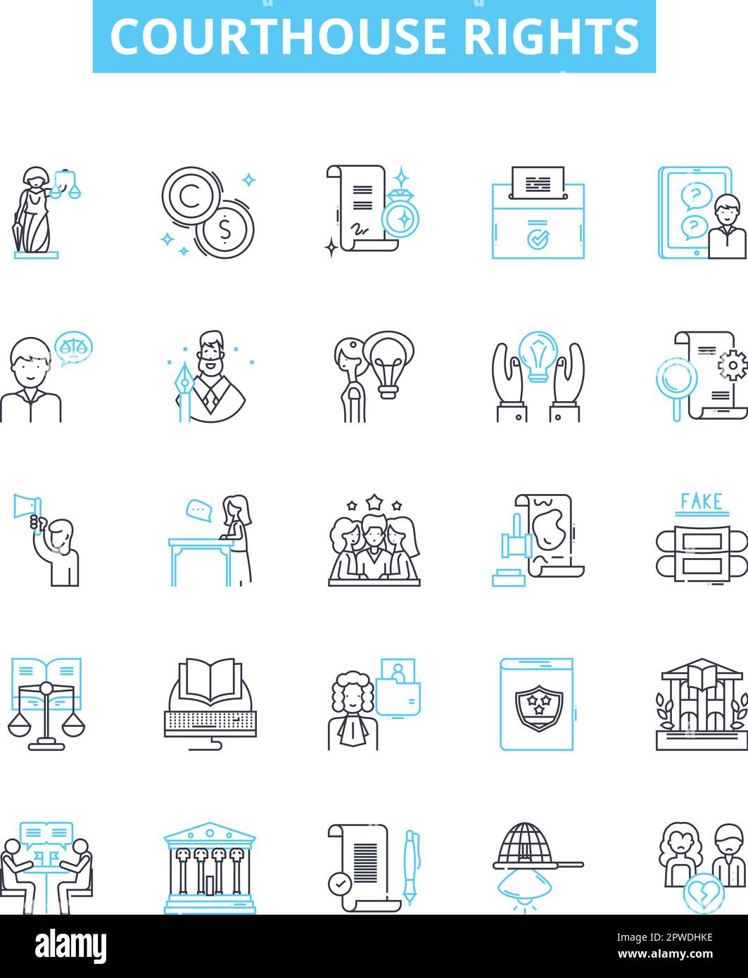 Courthouse Rights Vector Line Icons Set Lawyer Garnishment Due