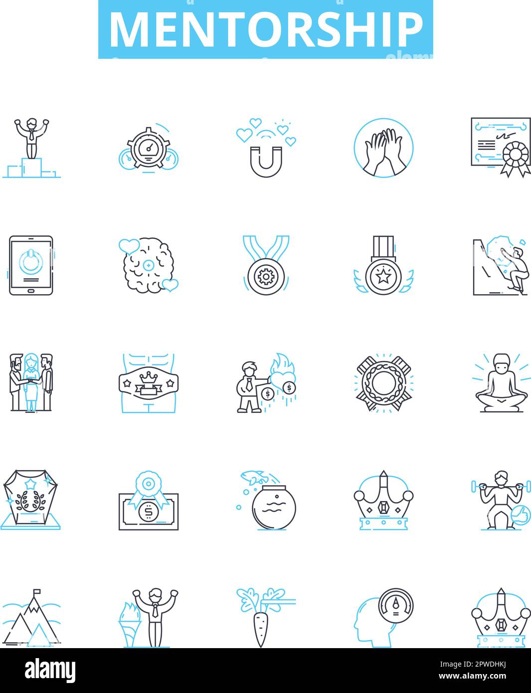 Mentorship vector line icons set. Mentor, Mentee, Guidance, Support, Advice, Coaching, Role ...