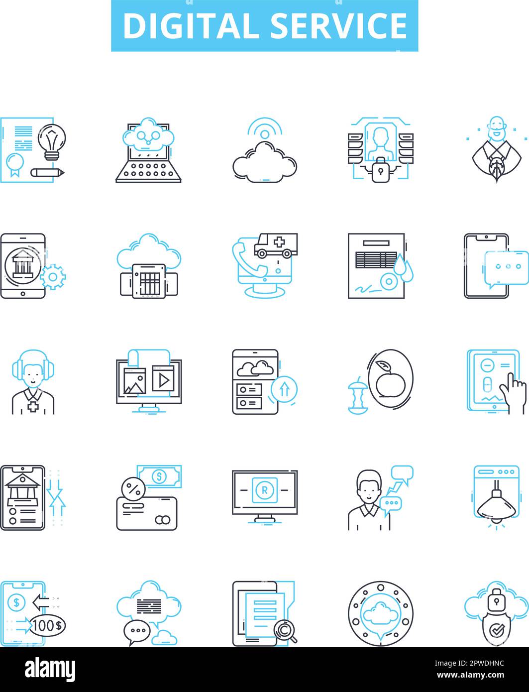 Digital Service Vector Line Icons Set Digital Service Online