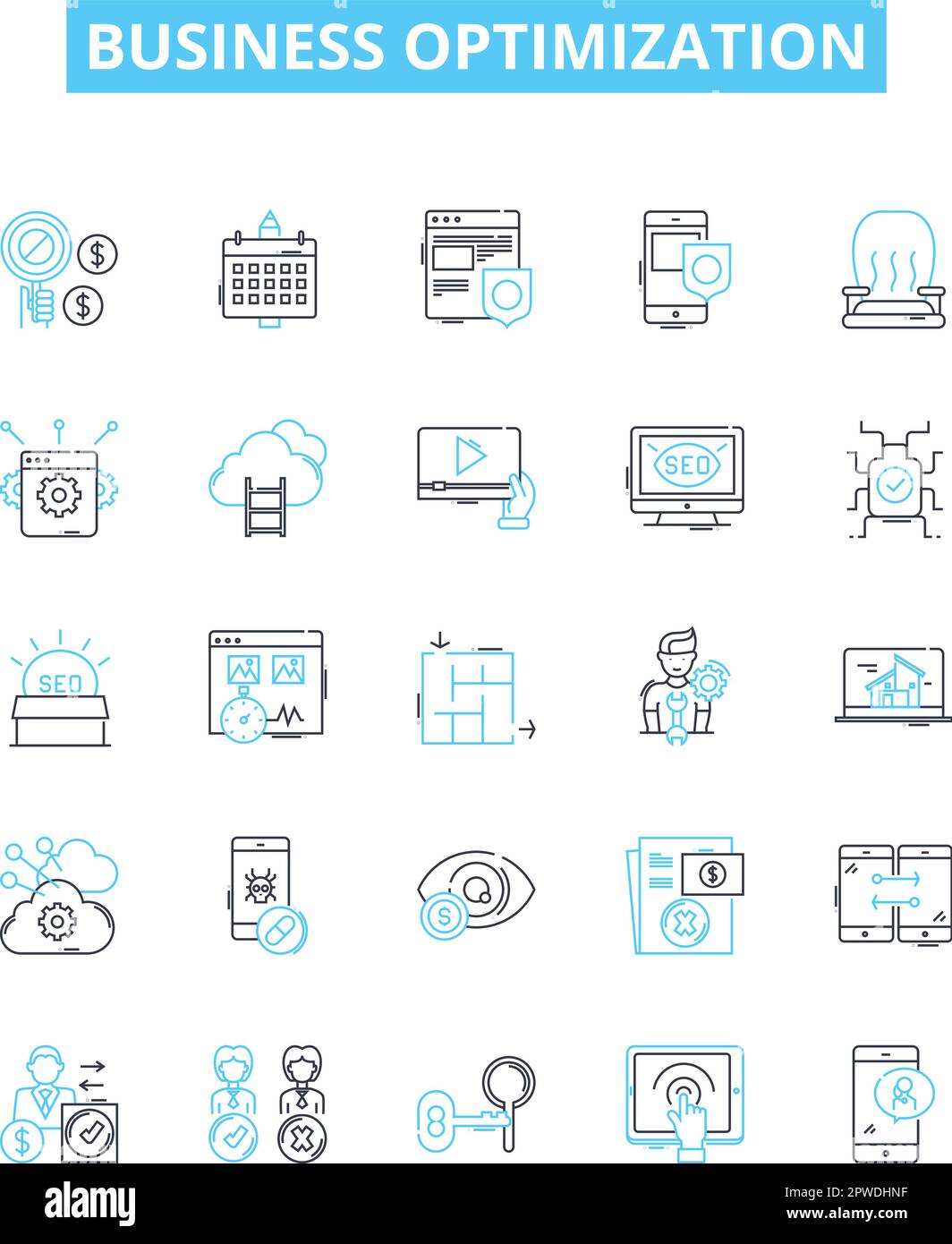 Business optimization vector line icons set. Optimize, Streamline ... Business optimization vector line icons set. Optimize, Streamline ...