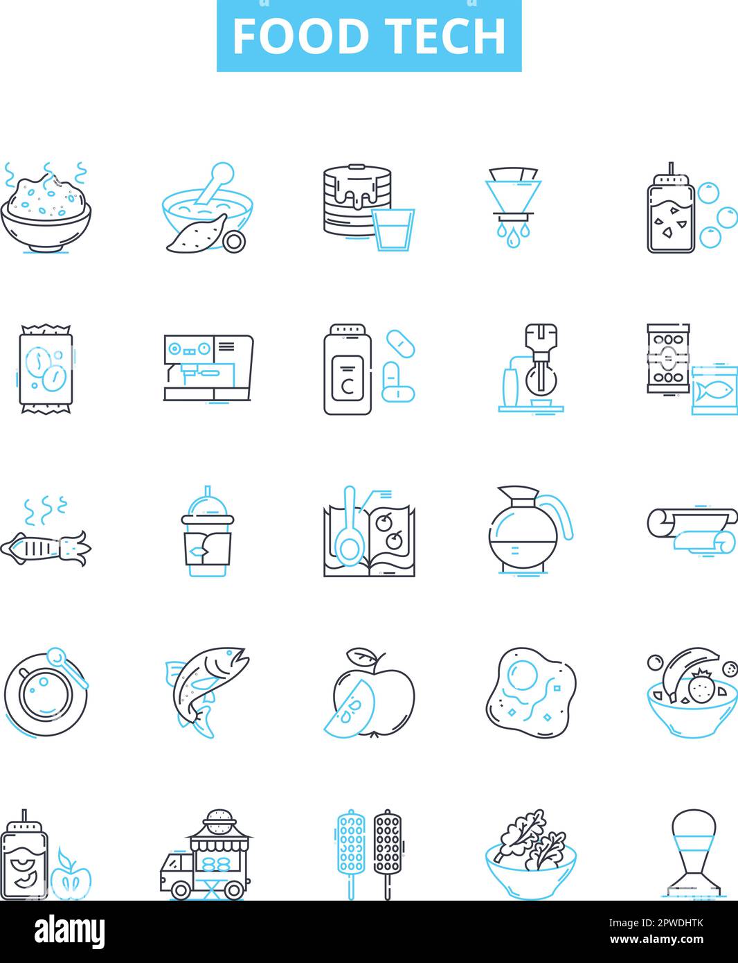 Food tech vector line icons set. Foodtech, Cuisine, Nutrition, Edible ...
