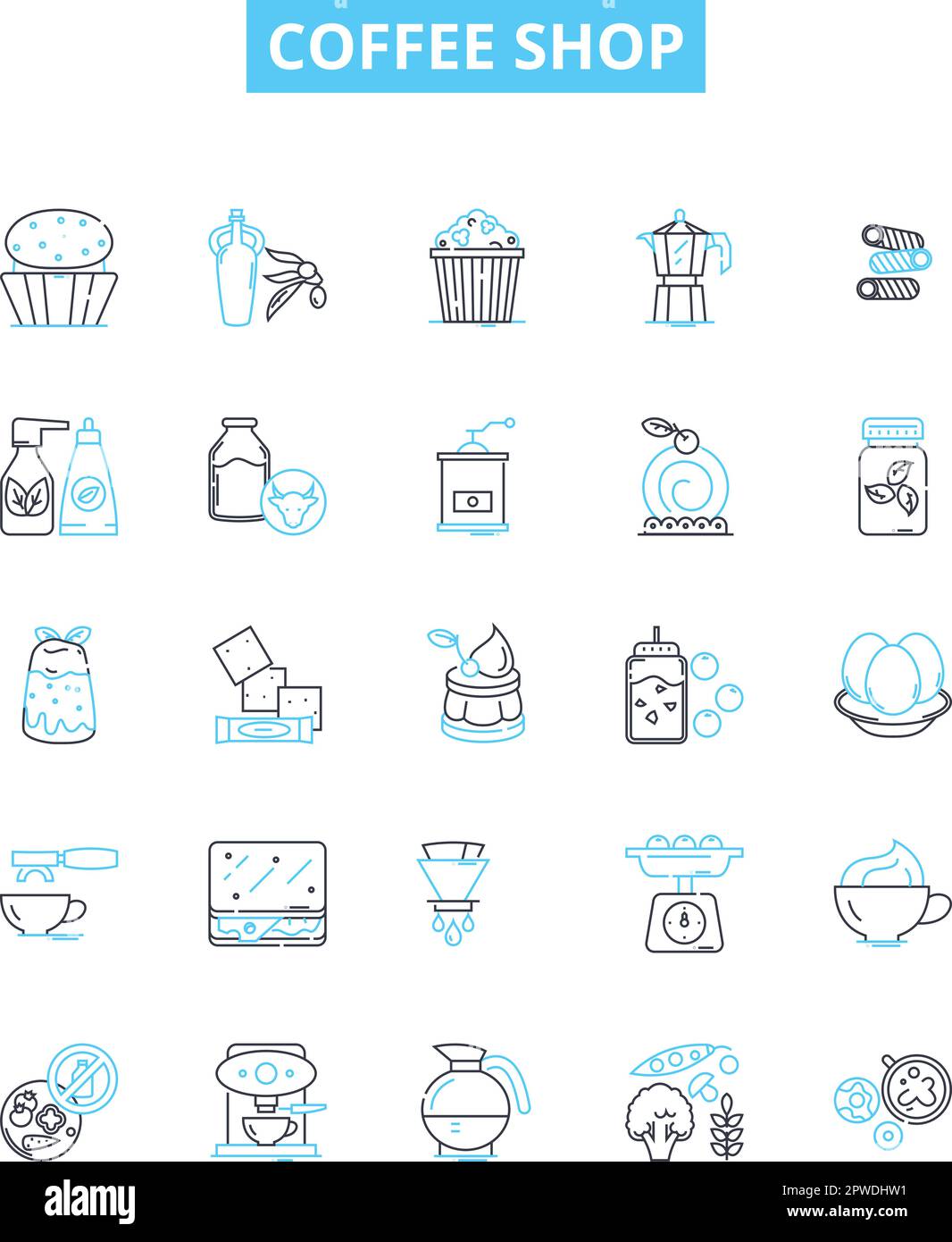 Coffee shop vector line icons set. Cafe, Coffeehouse, Espresso, Latte, Cappuccino, Mocha ...