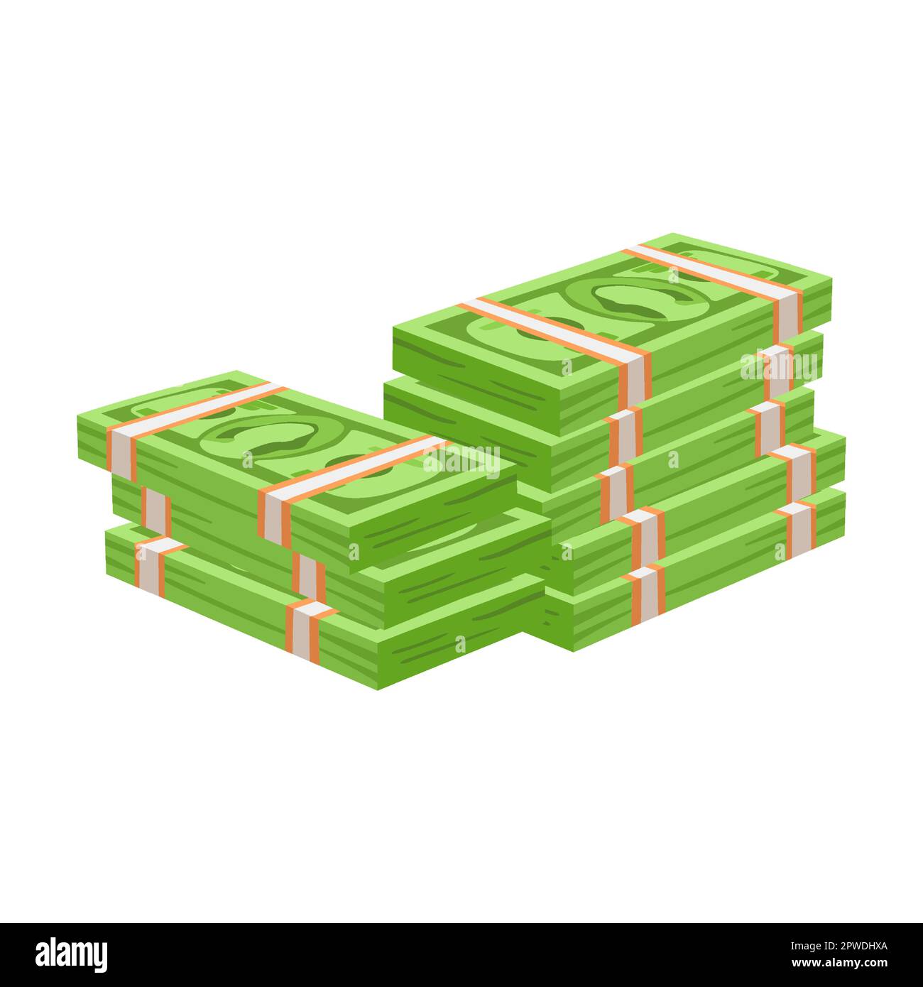 stack of paper money cartoon illustration. Heap of cash, pile of green ...