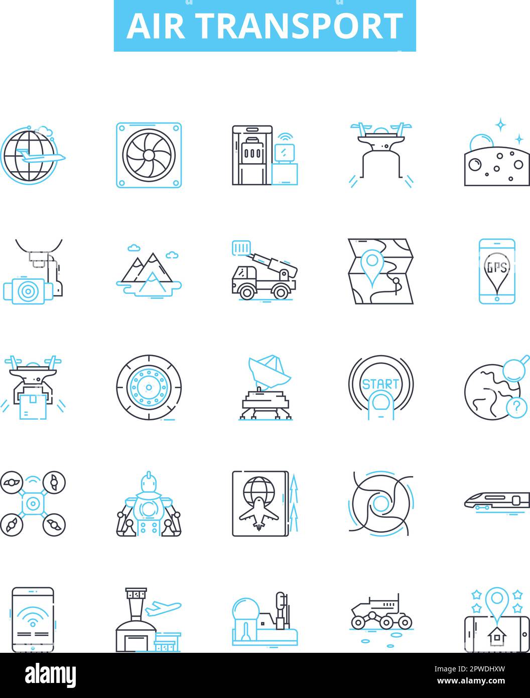 Air transport vector line icons set. Aviation, Airlines, Airway ...