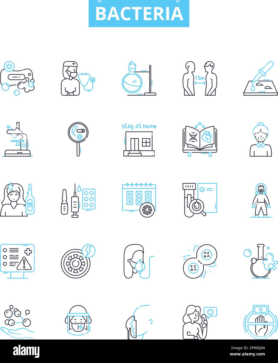 Bacteria vector line icons set. Bacterium, Microbe, Pathogen ...