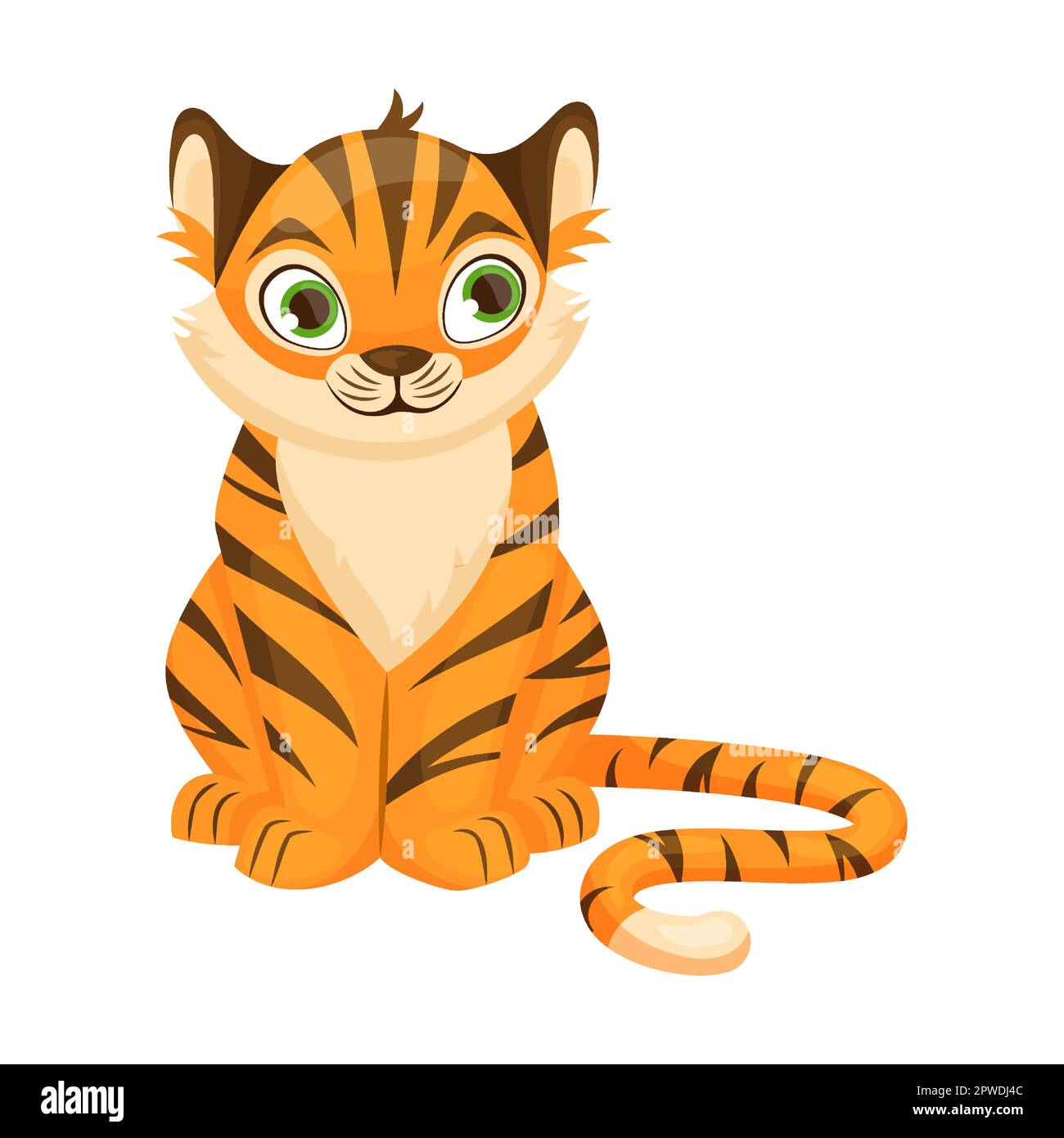 Funny tiger sitting and waiting, cartoon character vector illustration ...