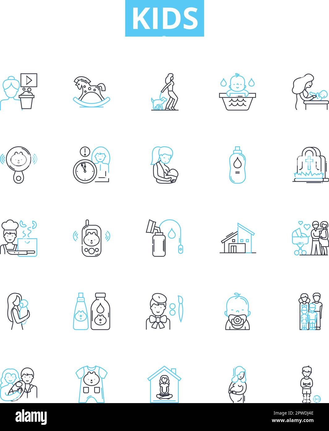 Kids vector line icons set. Children, Toddlers, Babies, Preschoolers ... Kids vector line icons set. Children, Toddlers, Babies, Preschoolers ...
