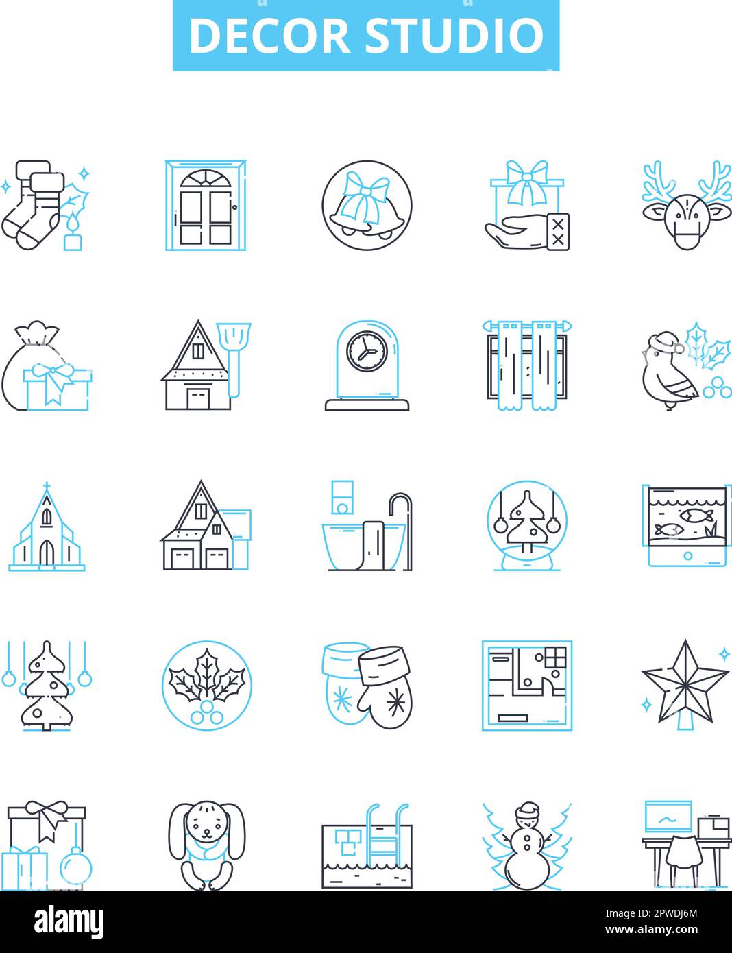 Decor studio vector line icons set. Decor, Studio, Interior, Design ...