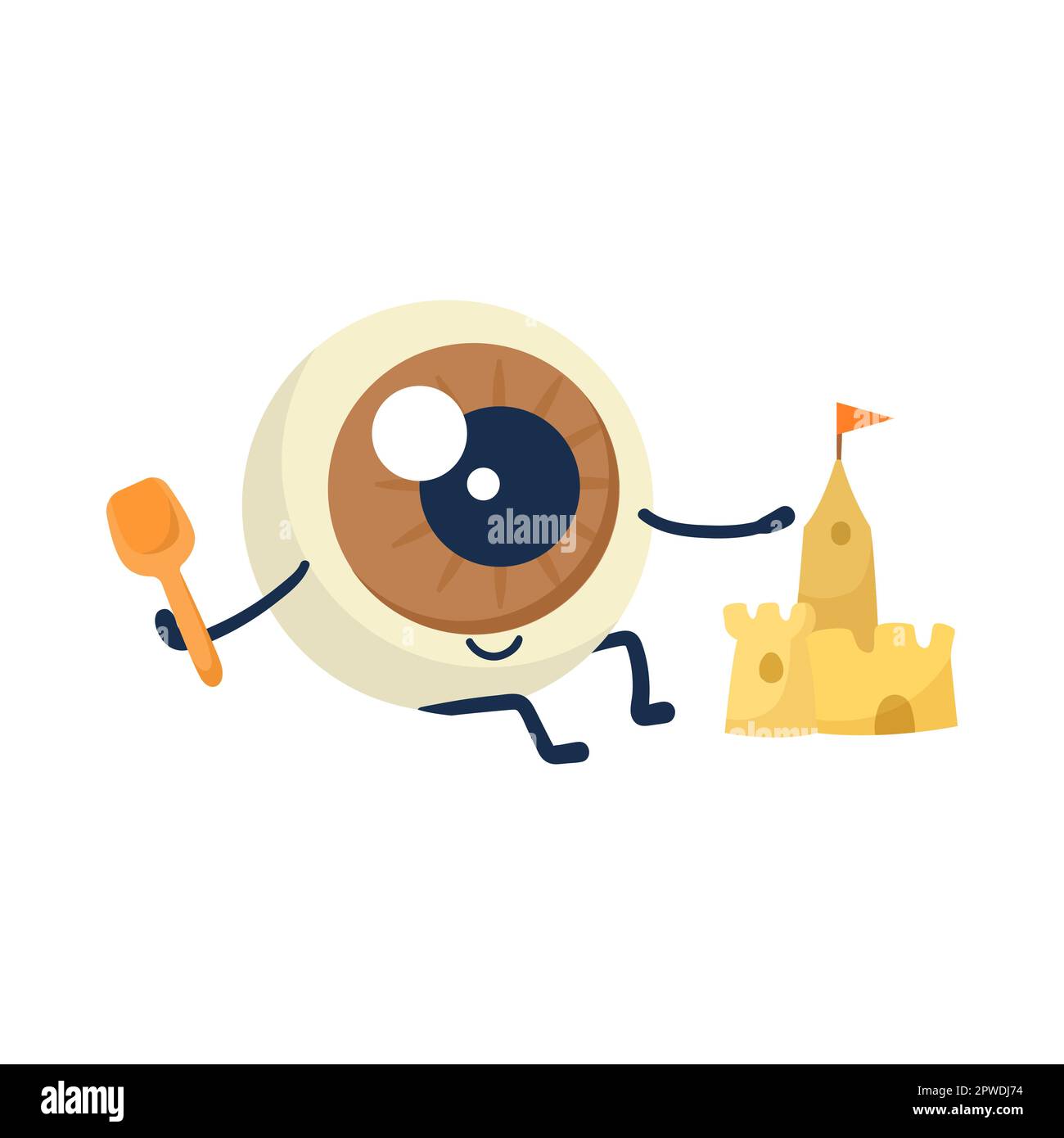 Cute eyeball character building sand castle cartoon illustration Stock ... Cute eyeball character building sand castle cartoon illustration Stock ...