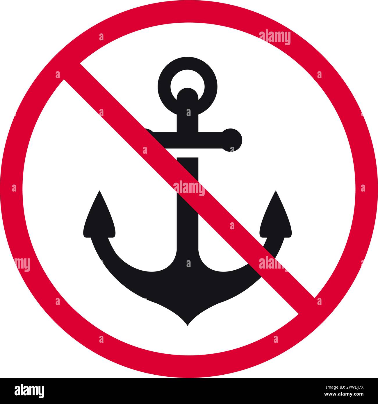 No anchor prohibited sign, forbidden modern round sticker, vector ...