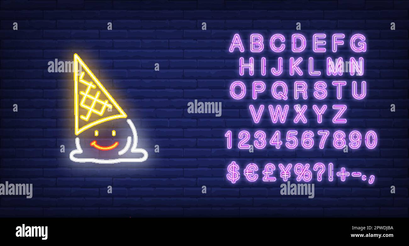 Fallen ice-cream cone character neon sign Stock Vector Image & Art - Alamy