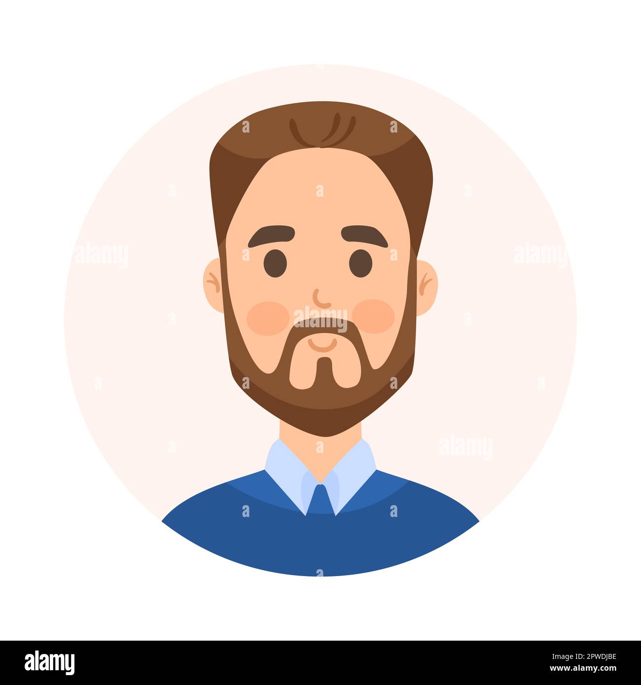 Dark-haired man with beard avatar cartoon illustration Stock Vector ...