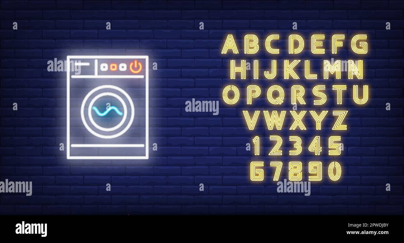 Modern washing machine neon sign Stock Vector Image & Art - Alamy