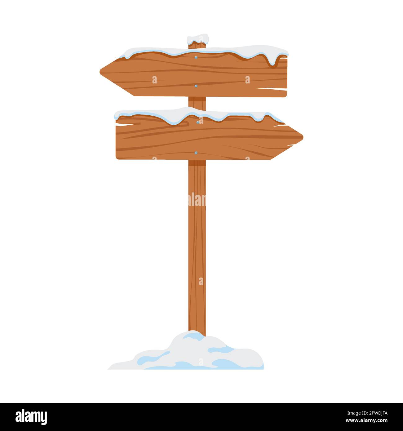 Vintage wooden right and left sing covered with snow vector ...