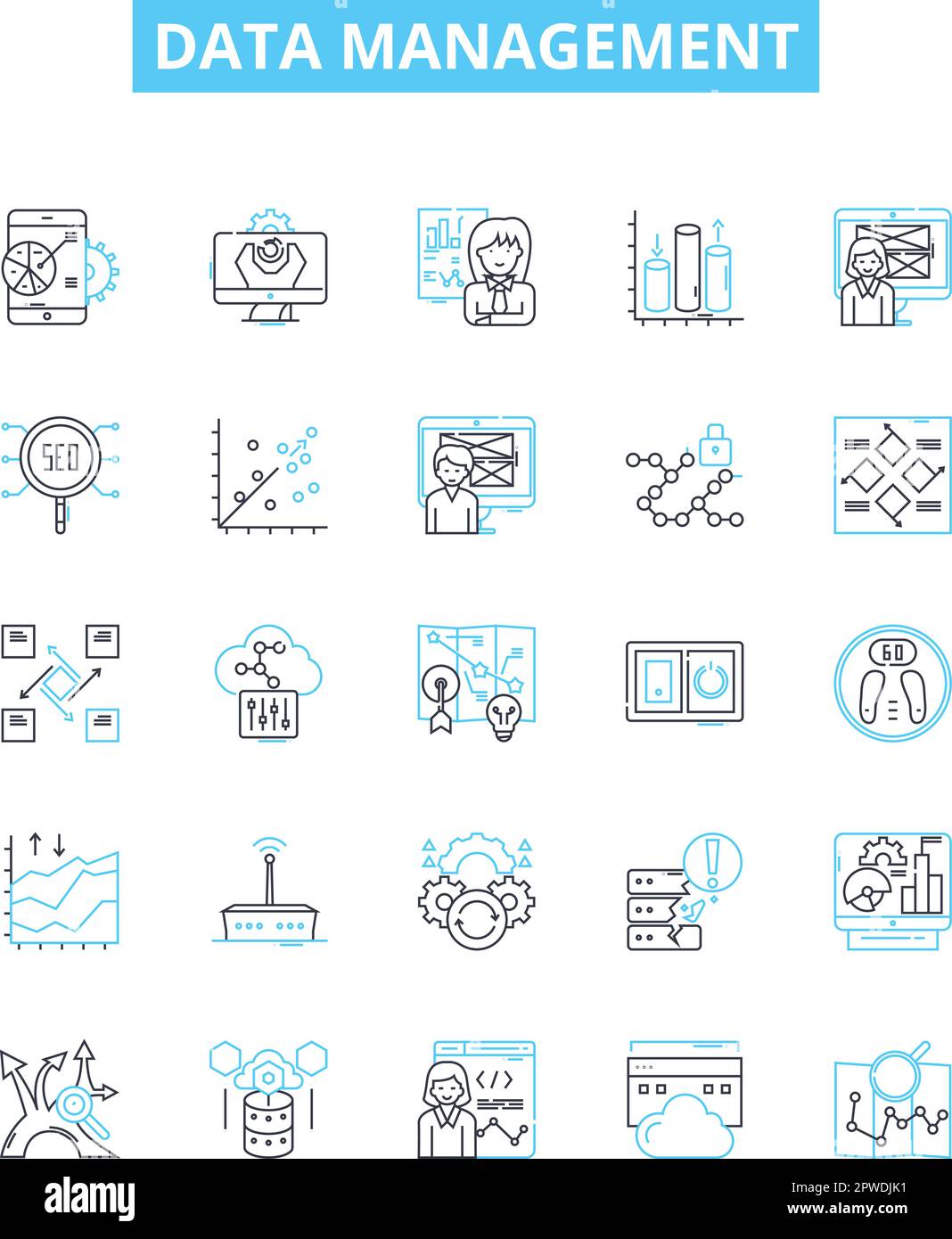 Data Management Vector Line Icons Set Data Management Storage Organization Retrieval
