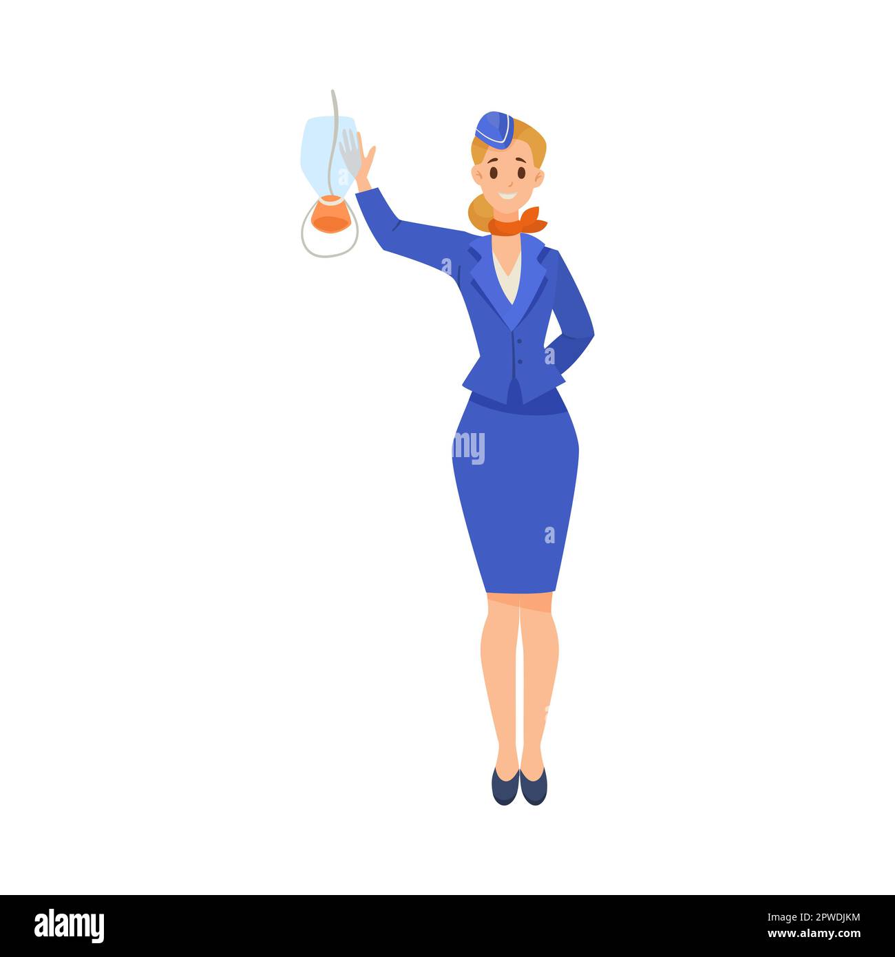 Stewardess showing oxygen mask cartoon illustration Stock Vector Image ...