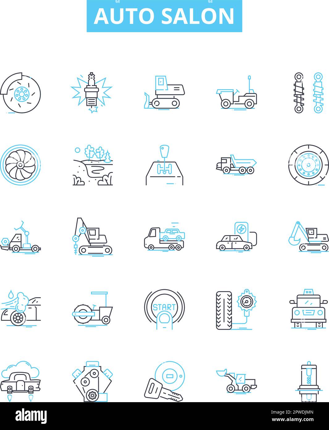 Auto salon vector line icons set. Cars, Detailing, Waxing, Polishing ...