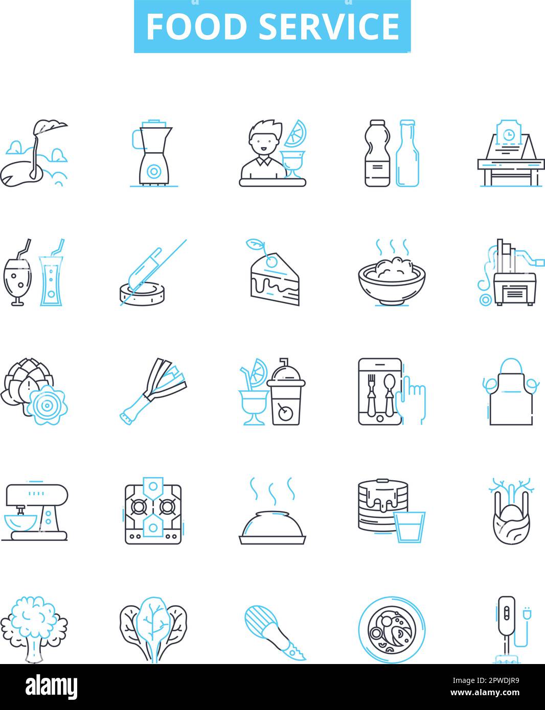 Food service vector line icons set. Catering, Dining, Banqueting ...