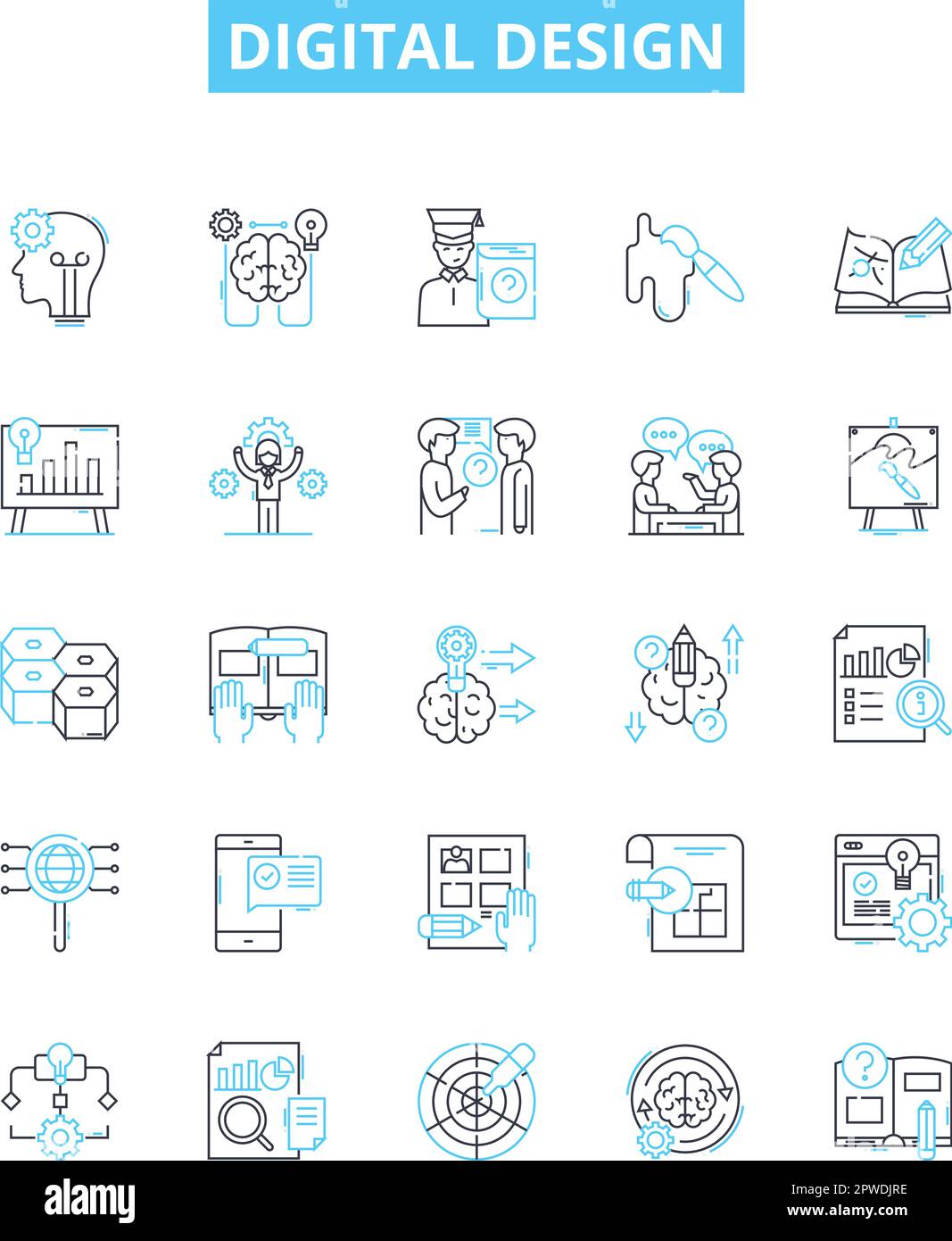 Digital design vector line icons set. Digital, Design, Web, Media ...