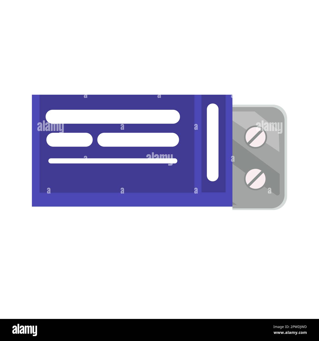 White pills in blister pack and blue box cartoon illustration Stock ...