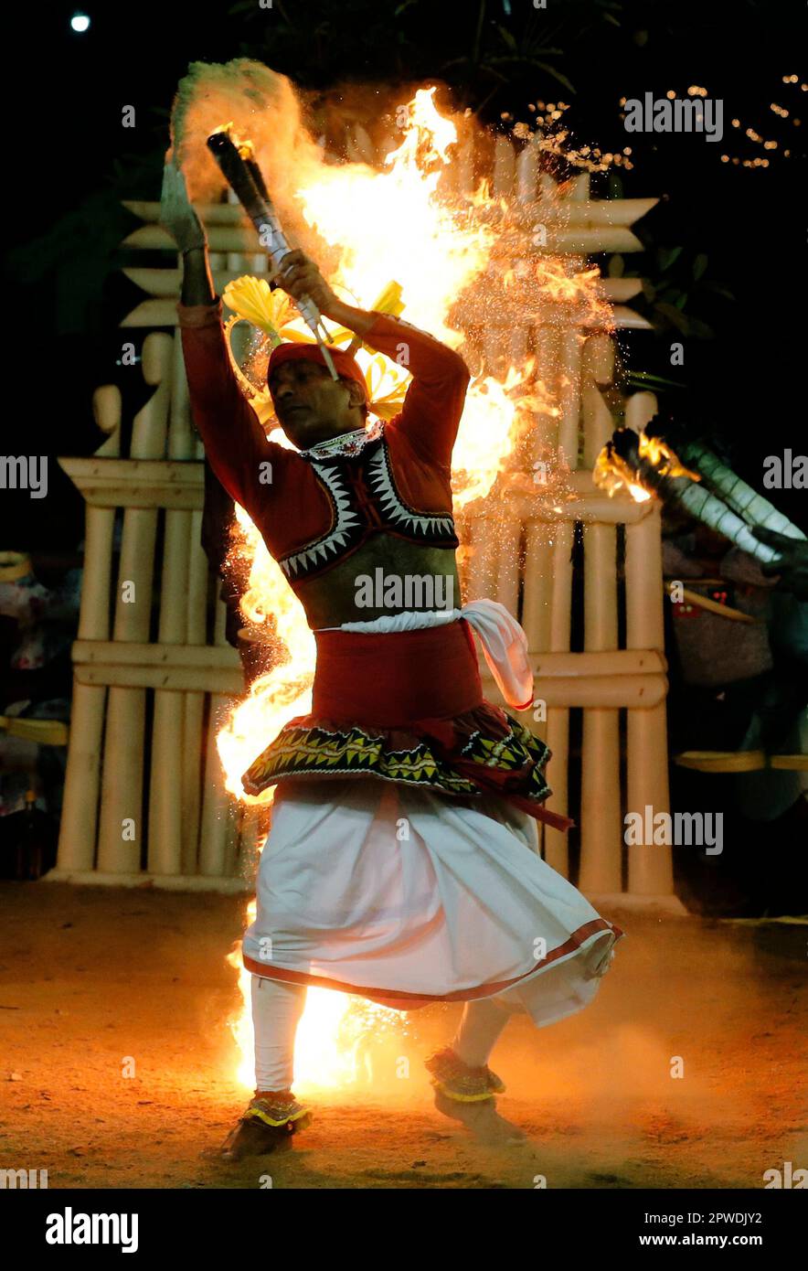 Colombo, Sri Lanka. 29th Apr, 2023. A dancer performs to invoke ...