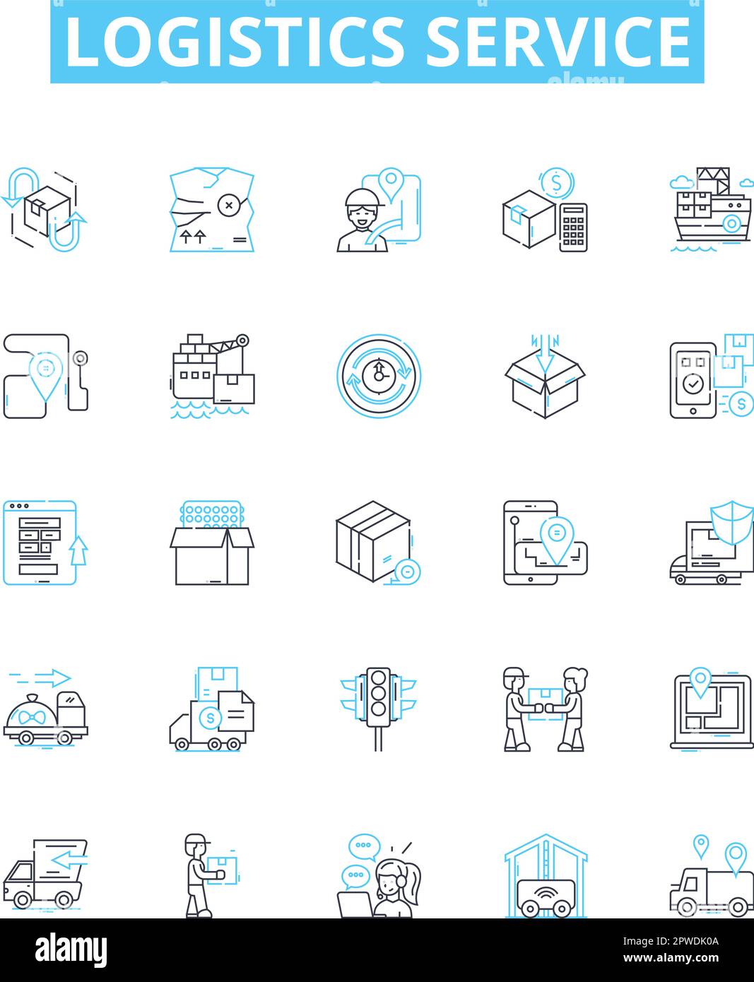 Logistics service vector line icons set. Logistics, Service, Delivery, Shipping, Transport ...