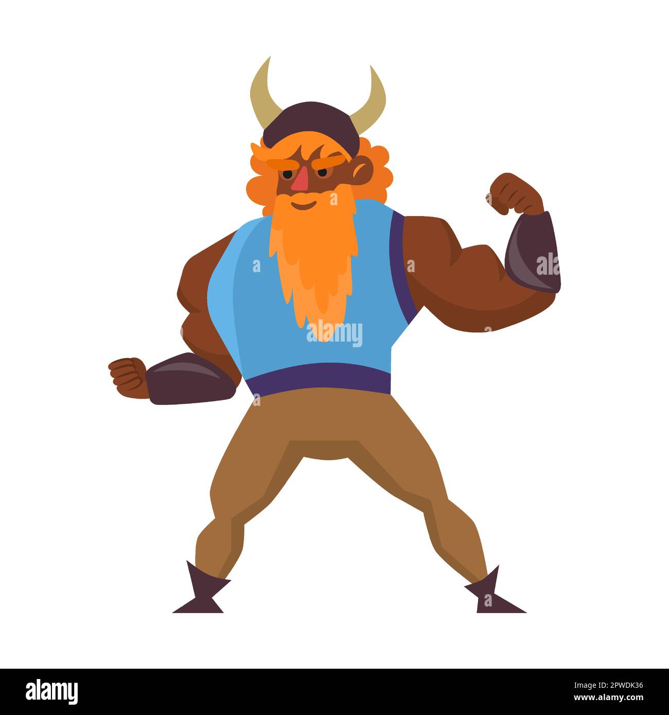 mad strong man viking, Computer games heroe cartoon vector illustration ...