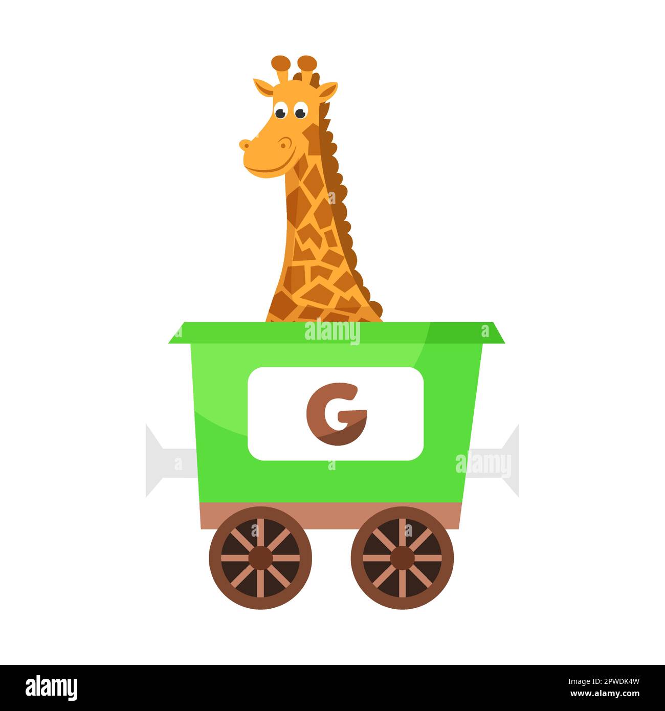 letter G, giraffe. Cute animal in colorful alphabet train. Vector ...