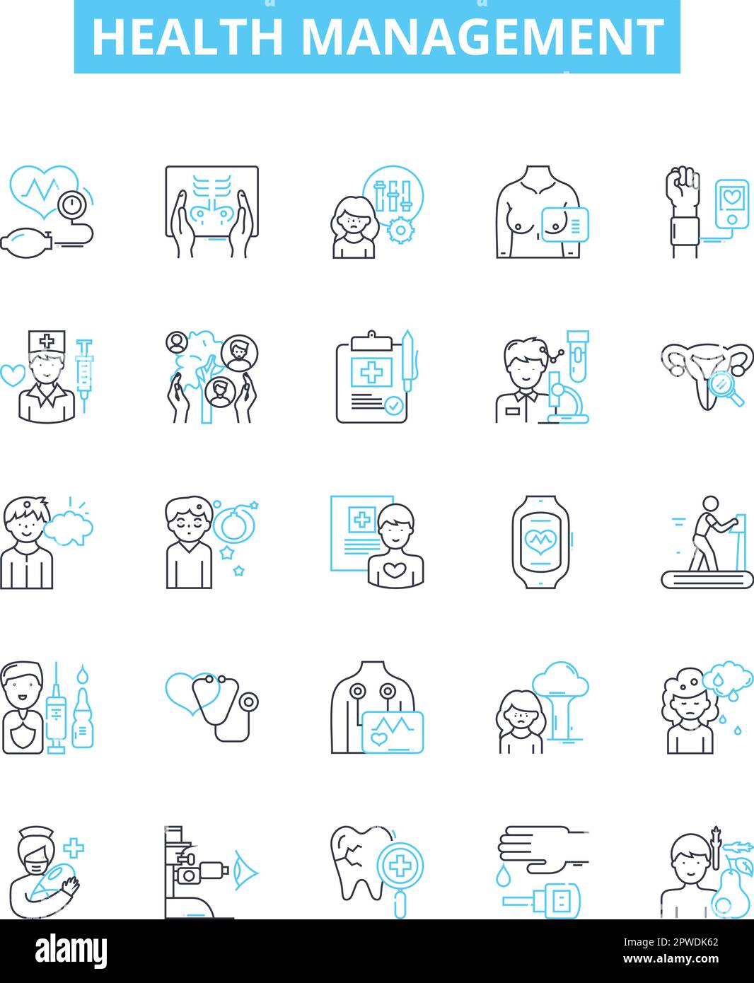 Health management vector line icons set. Wellness, Care, Prevention ...