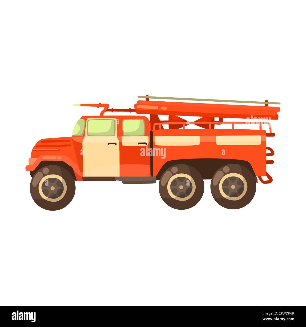 red fire truck. Firefighter, firefighting equipment cartoon ...