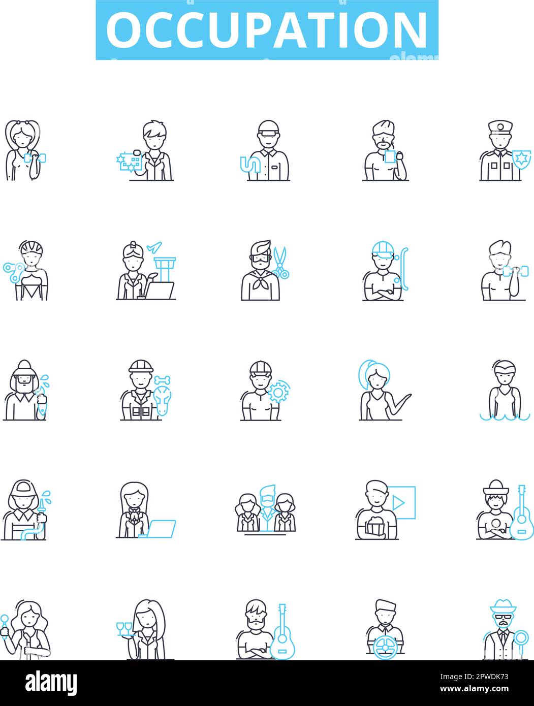 Occupation vector line icons set. Job, Work, Task, Profession, Post ...