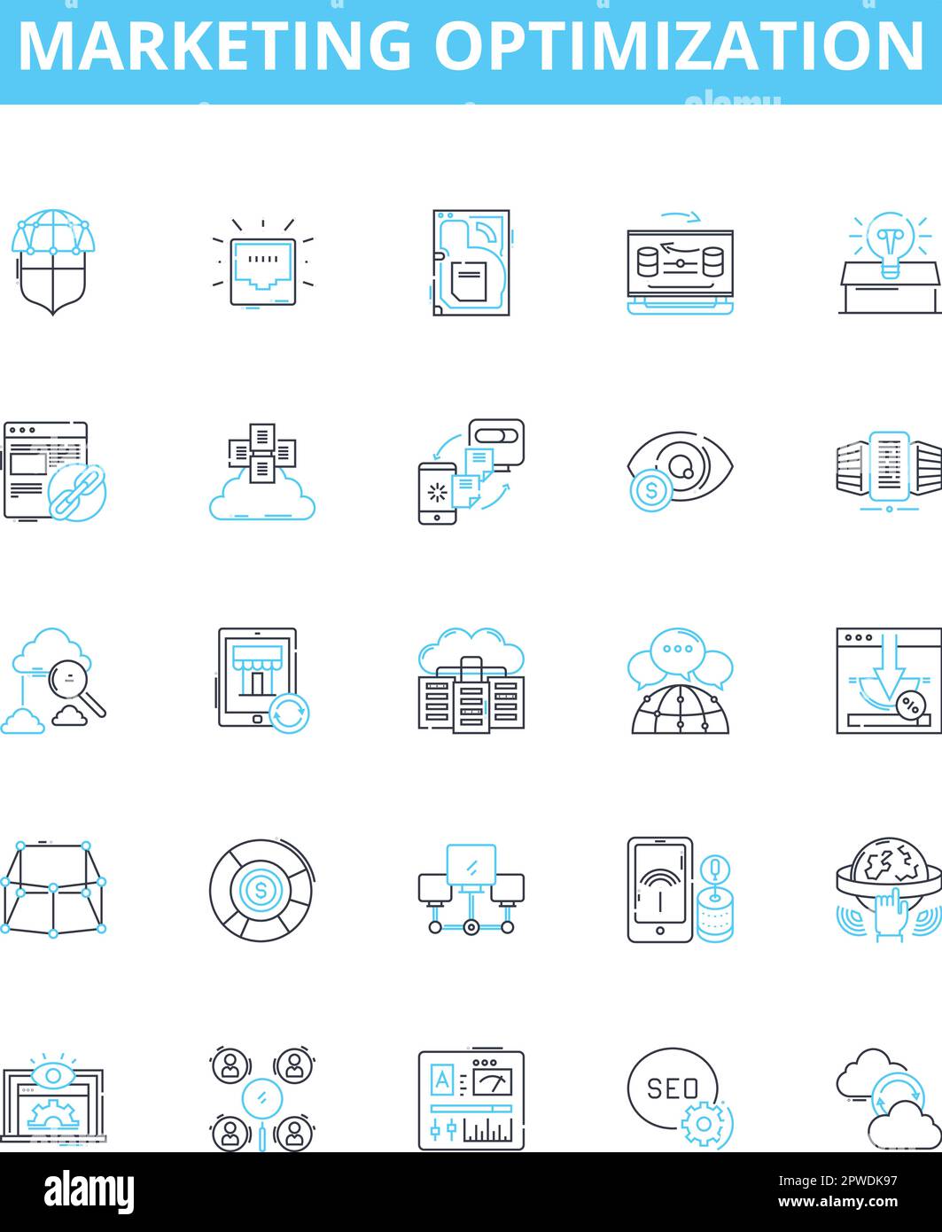 Marketing optimization vector line icons set. Optimization, Marketing ...