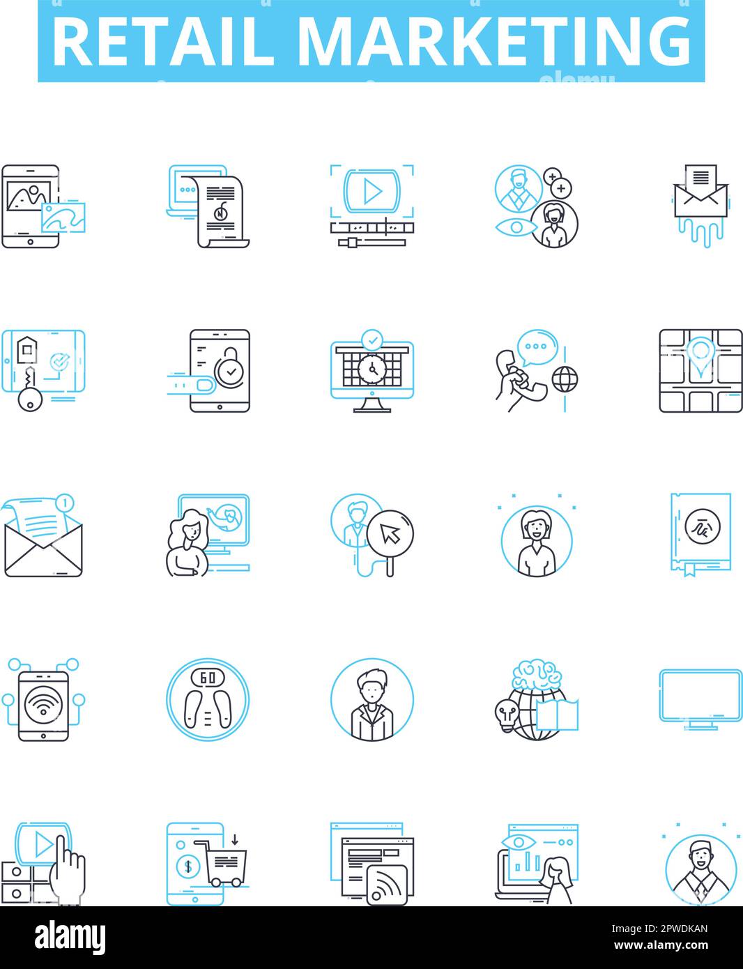 Retail marketing vector line icons set. Retailing, Merchandising ...
